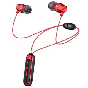 vofolen bluetooth headphones earbuds,magnetic wired earbuds bluetooth,lightweight bluetooth sports earbuds with power display,deep pass headphones with mic for workout running jogging work,red