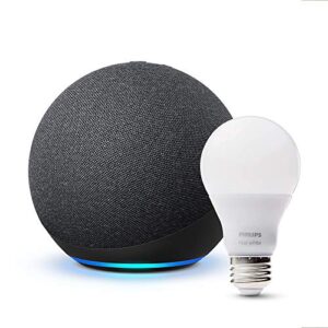 echo international version (4th gen) – charcoal – bundle with philips hue smart bulb