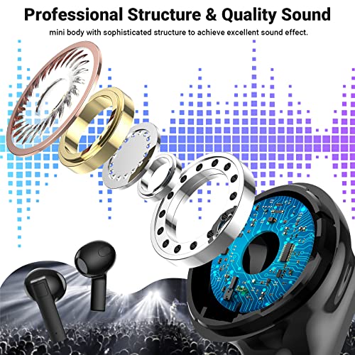 TITACUTE Wireless Earbud Bluetooth Headphone Clear in-Ear Earphone for iPhone 14 13 Pro Max 12 11 XR 8 Galaxy Z Flip Fold 4 3 Samsung S23 S22 S21 S20 A53 A14 Pixel 6 7 6a Noise Canceling USB C Headset