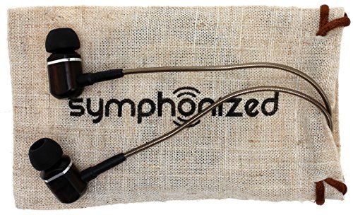 Symphonized MTRX 2.0 Premium Wired Earbuds - Wood In-Ear Headphones with Microphone & Volume Control, Noise Isolation - Corded Ear Buds for Android - Earphones for Computer & Laptop (GunMetal)