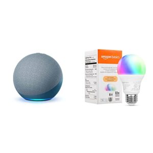 echo (4th gen)| twilight blue with amazon basics smart color bulb