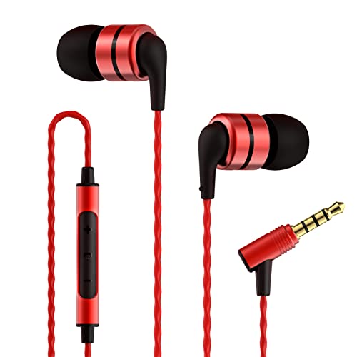 SoundMAGIC E80C Wired Earbuds with Microphone HiFi Stereo Audiophile Earphones Noise Isolating in Ear Headphones Comfortable Fit Super Bass Black Red