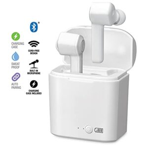 DPI iLive Truly Wire-Free Bluetooth Earbuds, Sweatproof Design, Charging Case, Includes 3 Set of Ear Tips, White (IAEBT300W)