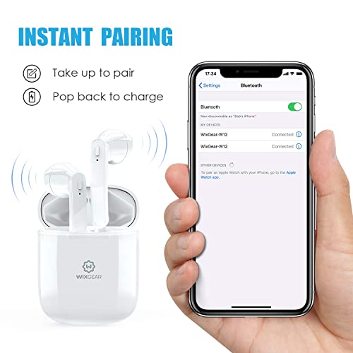 WixGear Bluetooth 5.0 Wireless Earbuds with Charging Case, HD Stereo Sound Earphones, 30H Playtime with Charging Case, IPX5 Waterproof with Built-in Microphone for Work/Travel/Gym