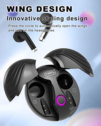 Wireless Gaming Earbuds Bluetooth Headphones with Microphone Waterproof Ultra Low-Latency in-Ear Earphones Cordless Wireless Ear Buds for Gaming Laptop TV Smart Phone PC Sport Black Fallen Angels