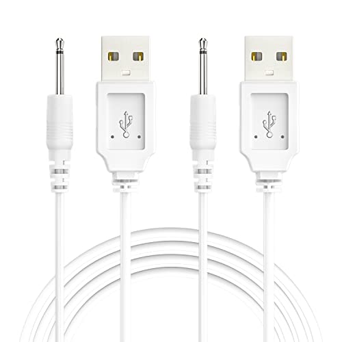 Bicmice USB DC Charging Cable 2.5mm DC Charger Cord 2.7Ft Replacement for Massager-2 Pack(White)