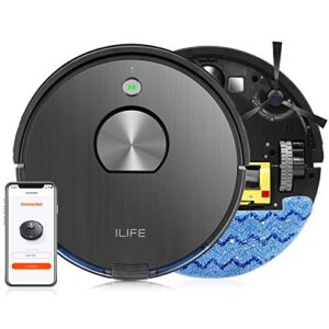 ilife a10 mopping robot vacuum cleaner, robot vacuum and mop combo, lidar navigation,2000pa strong suction,wi-fi connected, works with alexa, multiple-floor mapping, for pet hair, hard floor, carpets.