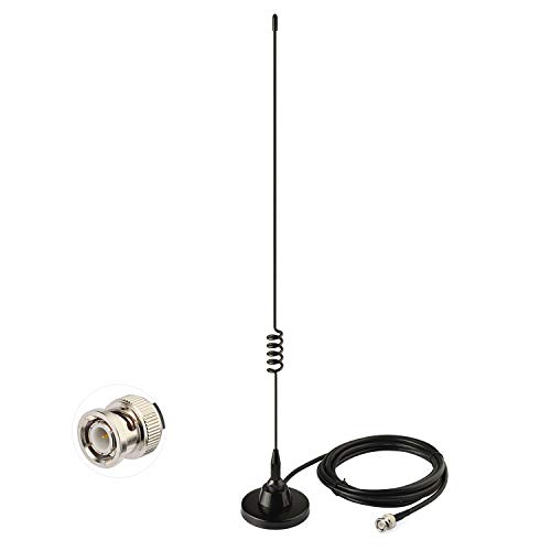 Bingfu HF VHF UHF Ham Radio Amateur Radio Mobile Radio Scanner Antenna Police Scanner Antenna Magnetic Base BNC Male Antenna Compatible with Uniden Bearcat Whistler Radio Shack Police Radio Scanner