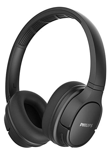 Philips ActionFit SH402 Wireless Bluetooth Headphones, IPX4 Splash-Resistance, Up to 20+ Hours of Play time, Echo Cancellation, Quick Charge, Smart Pairing and Cooling Earcups - Black (TASH402BK)