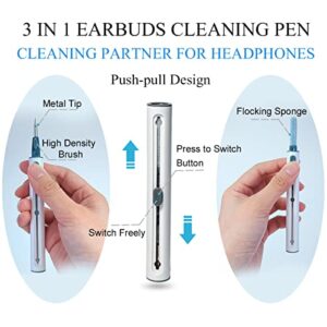 2022 Earbuds Cleaning Kit for Airpod, CareReal 2 PCS Multifunction Cleaning Pen Portable 3 in 1 Headphone Cleaner Kit for Airpod Pro 1 2 3, Wireless Earphones Charging Box, Mobile Phone(White, Black)