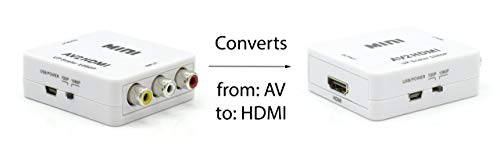 THE CIMPLE CO RCA to HDMI Converter (Analog to Digital Converter) - Converts from RCA/Composite/Red-White-Yellow - Does not Work in Reverse - UP CONVERTS - Black Kit