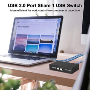 EEEKit Bundle for Printer Switch,2 Port USB 2.0 Manual Printer Scanner Sharing Switch Hub 2 PC to 1 Splitter Adapter,2 Pack USB A to B Printer Cable