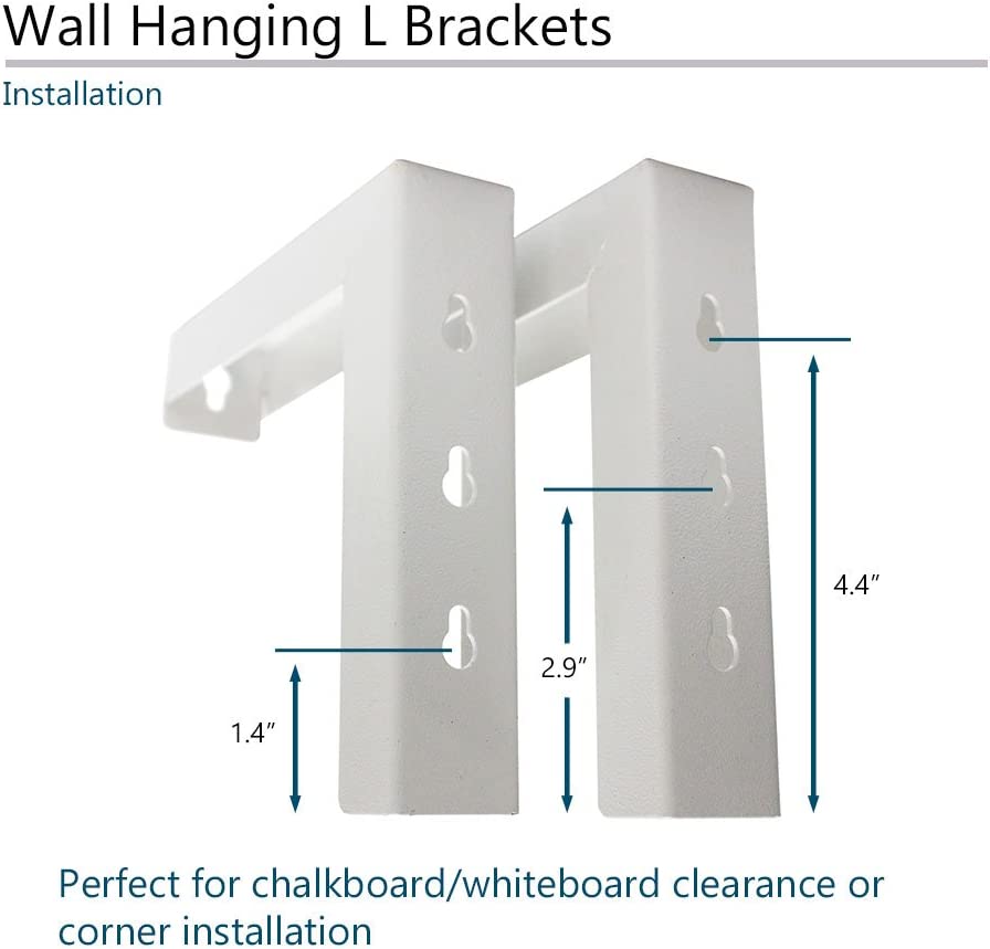 Elite Screens 6" White Projector Screen L-Brackets, Single Metal Welded Construction, Wall or Ceiling Mount - Includes Hooks and Hardware, Model: ZVMAXLB6-W