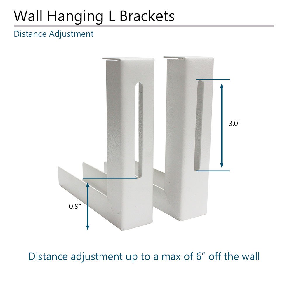 Elite Screens 6" White Projector Screen L-Brackets, Single Metal Welded Construction, Wall or Ceiling Mount - Includes Hooks and Hardware, Model: ZVMAXLB6-W