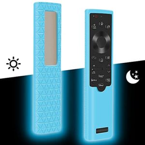 silicone protective case cover for newest samsung smart tv solar cell remote control 2022,for samsung bn59-01385 bn59-01386 bn59-0139 frame remote battery back covers skin holder protector-glowblue