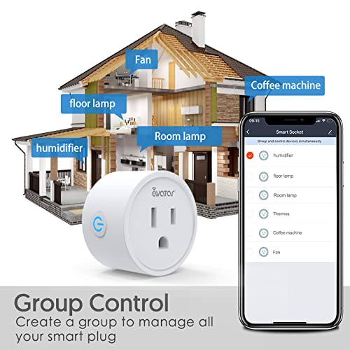 Avatar Controls Smart Plugs Wi-Fi Outlet 4 Pack - Smart Plugs That Work with Alexa/Google Home/Smart Life, Timer ON/Off Plug, Schedule Built-in App, Mini Wireless Socket, No Hub Required