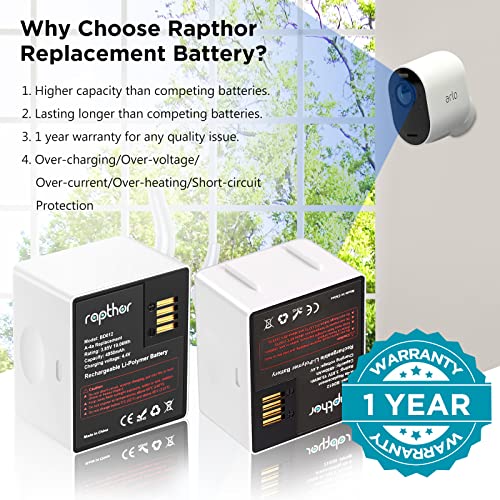 Upgraded 4950mAh Replacement Batteries Compatible with Arlo Pro 4/Pro 3/Ultra/Ultra 2 Wireless Security Cameras, 2-Pack 3.85V Rechargeable Long-Lasting Battery Life and Easy to Install