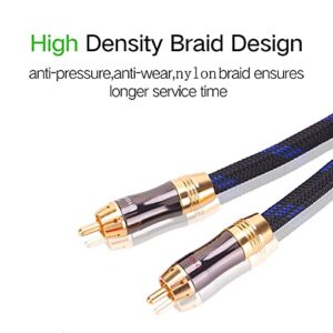 KUYIOHIFI Dual 2RCA Male to 2RCA Male Stereo Audio Cable, Double-Shielded (OD 8.0mm), for Amplifiers, AV Receivers, Hi-Fi System (4 Feet)