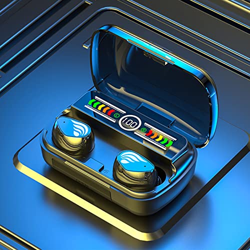 Kadlawus Wireless Bluetooth Headset - LED Color Screen Digital Display Earplug 360 ° Stereo Sound in-Ear Waterproof Sports Noise Reduction Headphones