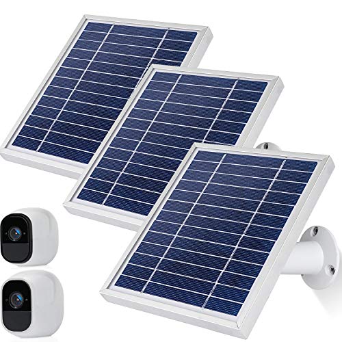 iTODOS Solar Panel Works for Arlo Pro and Arlo Pro2 Camera ,11.8feet Power Cable and Adjustable Mount (3 Pack,Silver)