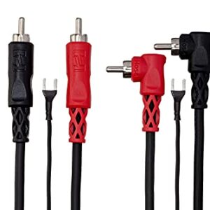 Hosa CRA-202DJ Dual RCA to Dual Right Angle RCA with Ground Wire Stereo Interconnect Cable, 2 Meters, Speaker