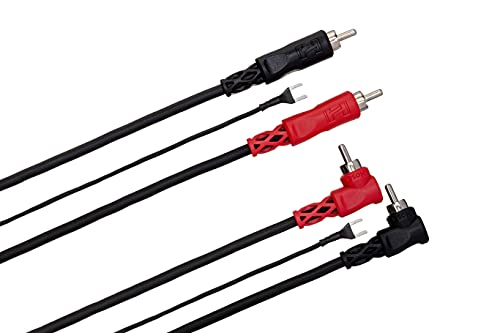 Hosa CRA-202DJ Dual RCA to Dual Right Angle RCA with Ground Wire Stereo Interconnect Cable, 2 Meters, Speaker