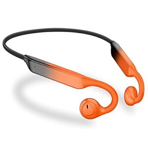 open ear headphones bone conduction headphones wireless bluetooth 5.0 waterproof bone conductor workout running cycling sports earphones bone conducting hook ear phones with mic orange