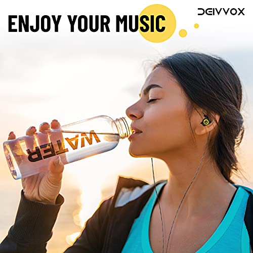 DEIVVOX Wired Earbuds with Microphone and Volume Control - Sports Earphones Durable Wire Over Ear Hook - Compatible with Cell Phones Samsung Sony Computer Laptop Kids and Gaming Devices 3.5 mm Jack