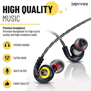 DEIVVOX Wired Earbuds with Microphone and Volume Control - Sports Earphones Durable Wire Over Ear Hook - Compatible with Cell Phones Samsung Sony Computer Laptop Kids and Gaming Devices 3.5 mm Jack