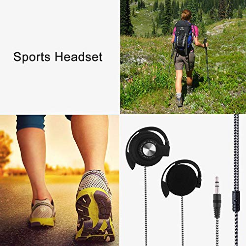 Galand Stereo Extra Bass Portable Headphones Headset,Universal 3.5mm Plug Wired Clip On Ear Sports Earphone Heavy Bass Headphone Black