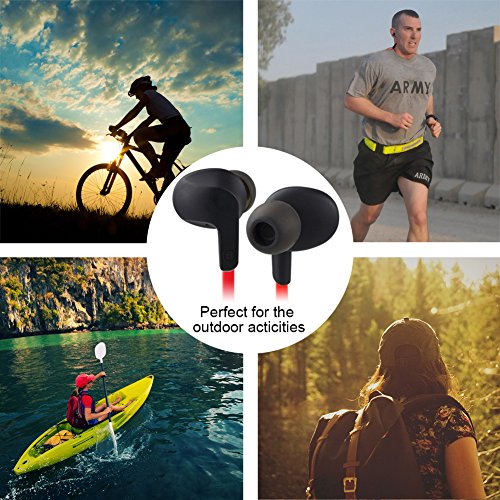 KingYou Bluetooth Earbuds Wireless Sports Headphones Super Comfort in Ear Magnetic Earphones with Built in Microphone Sweatproof for Gym Workout Running Jogging 8 Hours Play time (Red & Black)