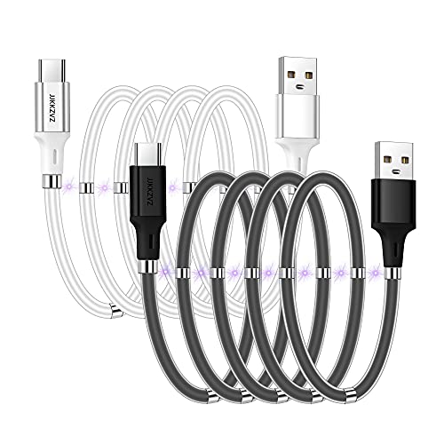 JJKKZVZ 2Pack Upgraded Type-C Magnetic Charging Cable, Retractable USB C Type Data Transfer Cable, Coiled Type C Cable 3 FT with Soft Protective Tube for All USB Type C Charger Phones, Tablets