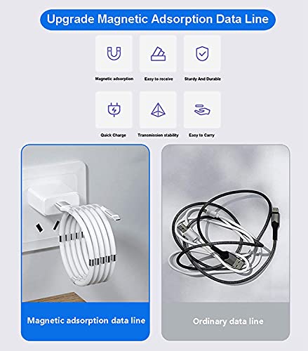 JJKKZVZ 2Pack Upgraded Type-C Magnetic Charging Cable, Retractable USB C Type Data Transfer Cable, Coiled Type C Cable 3 FT with Soft Protective Tube for All USB Type C Charger Phones, Tablets