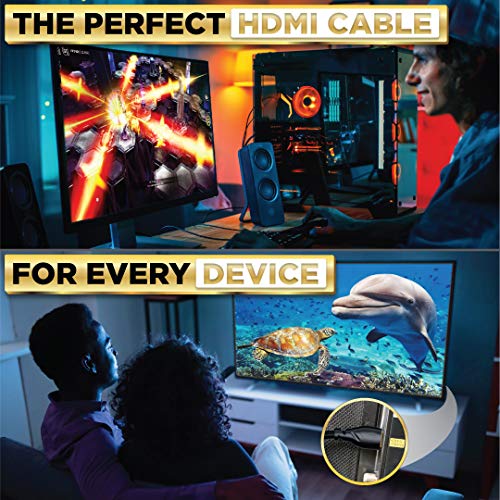 PowerBear 4K HDMI Cable 25 ft | High Speed, Rubber & Gold Connectors, 4K @ 60Hz, Ultra HD, 2K, 1080P, & ARC Compatible for Laptop, Monitor, PS5, PS4, Xbox One, Fire TV, Apple TV & More