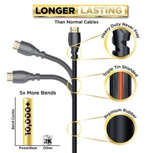 PowerBear 4K HDMI Cable 25 ft | High Speed, Rubber & Gold Connectors, 4K @ 60Hz, Ultra HD, 2K, 1080P, & ARC Compatible for Laptop, Monitor, PS5, PS4, Xbox One, Fire TV, Apple TV & More