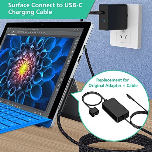 AGVEE 6.6ft USB-C to Surface Connect Charging Cable Cord with LED Indicator for Microsoft Surface Pro 7/6/5/4/3, GO 3/2/1 Surface Laptop 4/3/2/1, Black