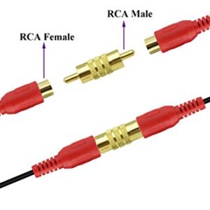 AAOTOKK RCA Coupler Connector Gold Plated RCA Male to Male RCA Adapter Extension AV/TV Audio Video Cable Metal Connector (5 Pack)