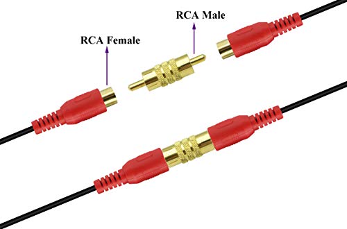 AAOTOKK RCA Coupler Connector Gold Plated RCA Male to Male RCA Adapter Extension AV/TV Audio Video Cable Metal Connector (5 Pack)