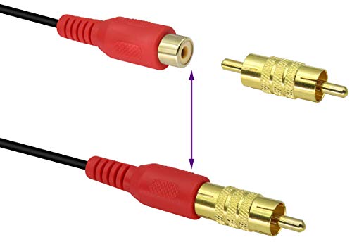 AAOTOKK RCA Coupler Connector Gold Plated RCA Male to Male RCA Adapter Extension AV/TV Audio Video Cable Metal Connector (5 Pack)