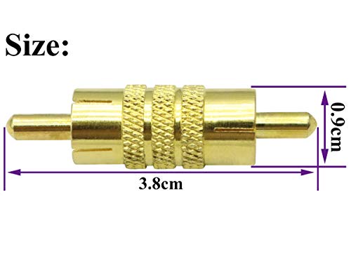 AAOTOKK RCA Coupler Connector Gold Plated RCA Male to Male RCA Adapter Extension AV/TV Audio Video Cable Metal Connector (5 Pack)