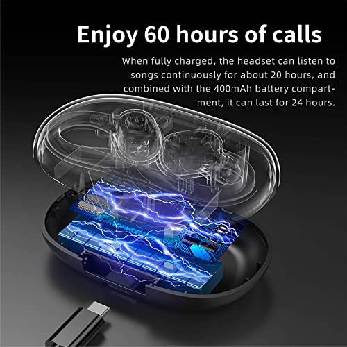 pstuiky Bluetooth 5.2 Earphones with Microphones Music Sport Ear Hook Led Display Wireless Headphones HiFi Stereo Earbuds Waterproof Headsets 2023 (Blue)