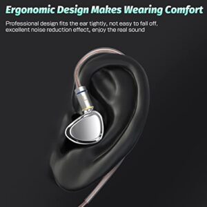 bsbaiss BS1 in Ear Monitor, Dynamic Hybrid 4BA+1DD Deep Bass Wired Earbuds Headphone, HiFi Stereo IEM Earphones with Detachable MMCX Connector for Audiophiles Musicians (Without Mic)