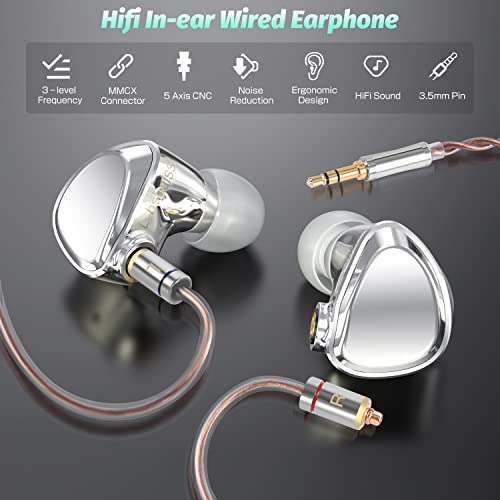 bsbaiss BS1 in Ear Monitor, Dynamic Hybrid 4BA+1DD Deep Bass Wired Earbuds Headphone, HiFi Stereo IEM Earphones with Detachable MMCX Connector for Audiophiles Musicians (Without Mic)