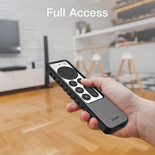 SITHON Silicone Case for Apple TV 4K 2022 2021 Remote, Lightweight Shockproof Anti Slip Protective Cover with Lanyard Strap for Apple TV 4K / HD Siri Remote (3rd Gen / 2nd Gen), Black