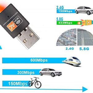 USB WiFi Adapter, AC600 Mbps Dual Band 2.4/5Ghz Wireless USB Mini WiFi Network Adapter 802.11 Mini Wireless for Laptop/Desktop/PC, Support Desktop Laptop MAC Book Windows Notebook