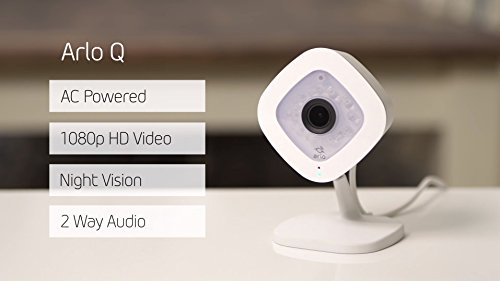 Arlo (VMC3040-100NAS) Q – Wired, 1080p HD Security Camera | Night Vision, Indoor Only, 2-Way Audio | Cloud Storage Included | Works with Alexa (VMC3040), White