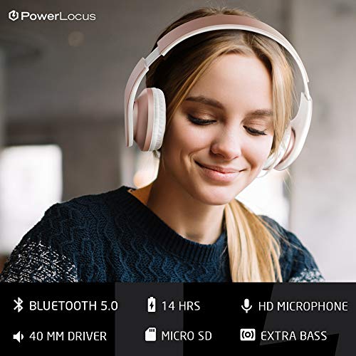 PowerLocus Rose Gold Bluetooth Headphones with Black/Orange Bluetooth Headphones