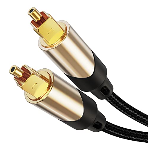 CableCreation 15 Feet Optical Audio Cable, Fiber Digital Optical SPDIF Toslink Cable with Metal Connectors for Home Theater, Sound Bar, DVD/CD Player, TV & More, Black&Gold / 4.5M