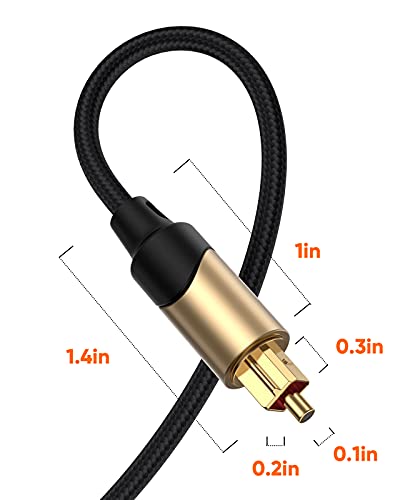 CableCreation 15 Feet Optical Audio Cable, Fiber Digital Optical SPDIF Toslink Cable with Metal Connectors for Home Theater, Sound Bar, DVD/CD Player, TV & More, Black&Gold / 4.5M