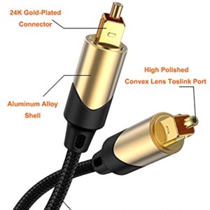 CableCreation 15 Feet Optical Audio Cable, Fiber Digital Optical SPDIF Toslink Cable with Metal Connectors for Home Theater, Sound Bar, DVD/CD Player, TV & More, Black&Gold / 4.5M